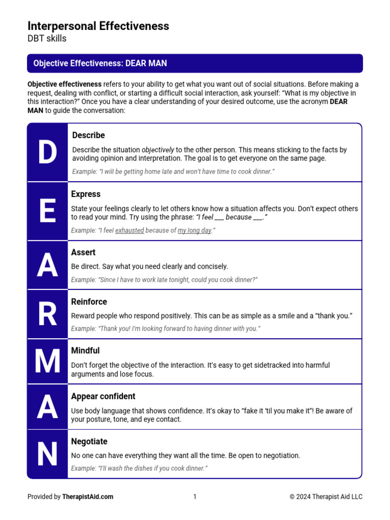 dbt-interpersonal-effectiveness-skills | PDF | Self Esteem ...