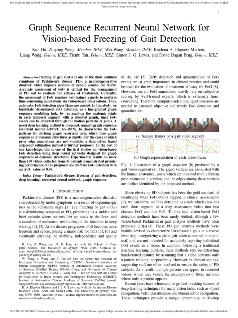 Graph Sequence RNN For Vision-Based Freezing of Gait Detection | PDF | Deep Learning ...