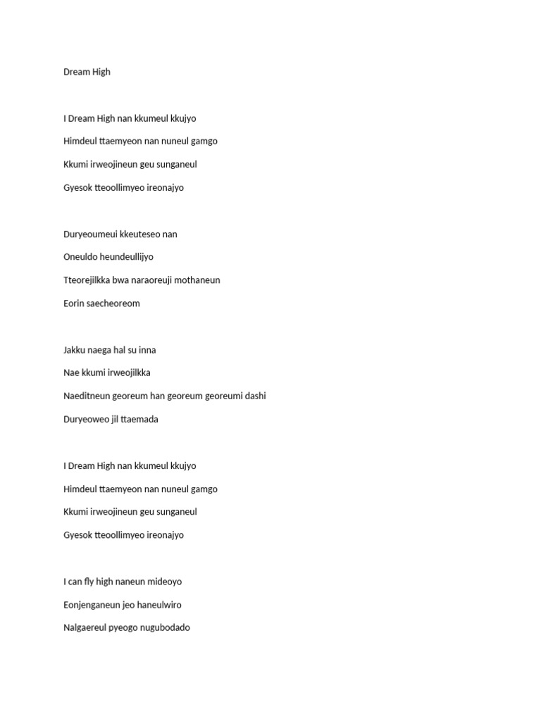 Dream High Lyrics | PDF