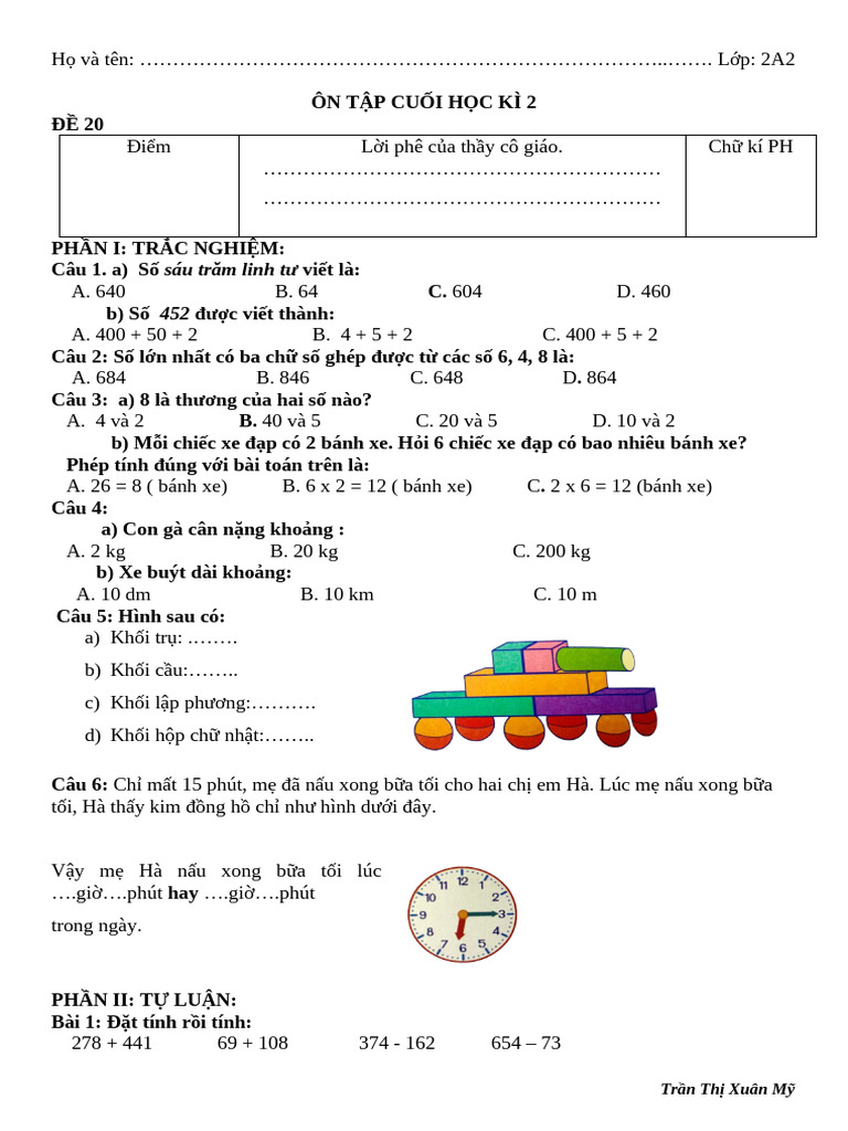 HKII. TOÃ N. Ä Á 20 | PDF