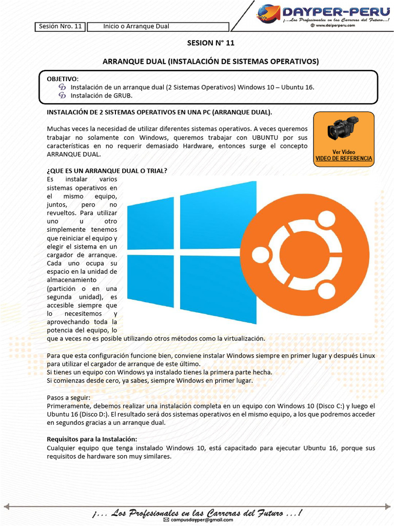 Sesión Nro. 11 - Arranque Dual | PDF | Arranque | Windows 10