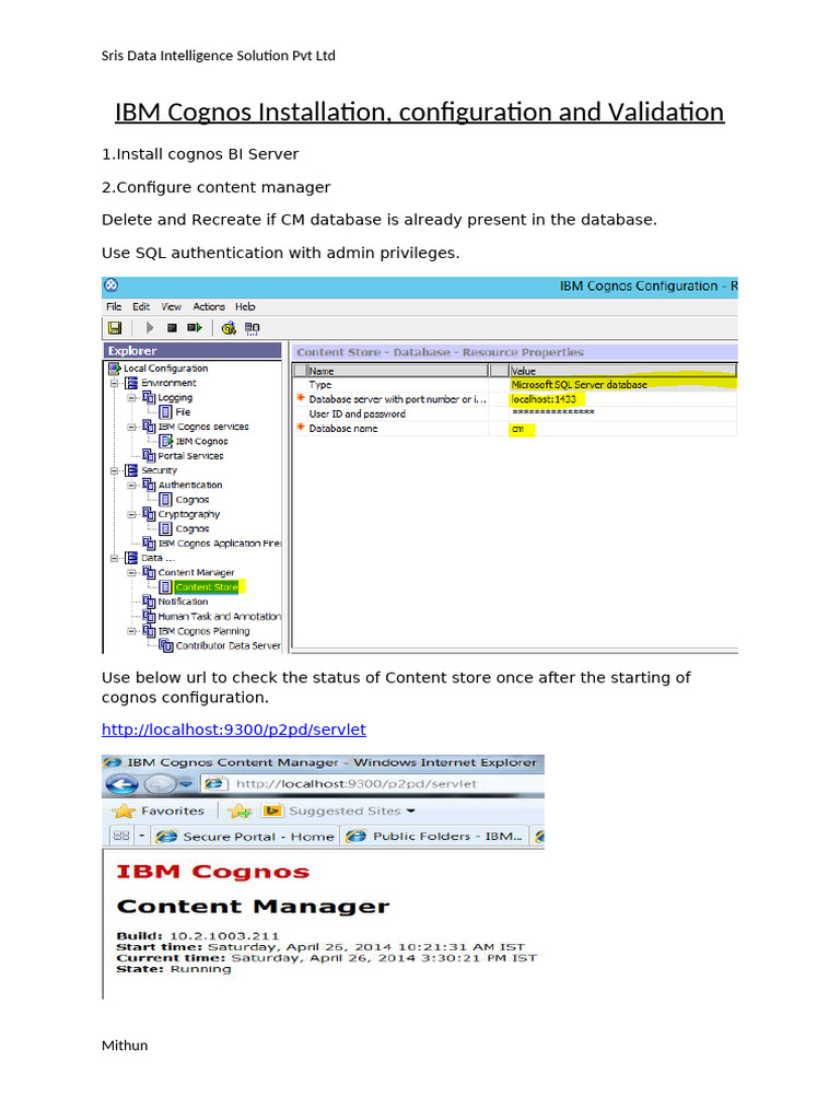 IBM Cognos Installation, Configuration and Validation | PDF