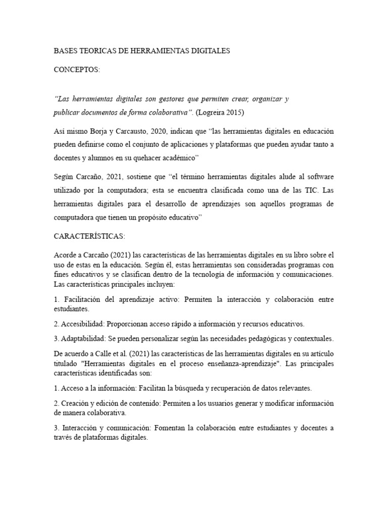 Bases Teoricas de Herramientas Digitales | PDF | Enseñando | Información