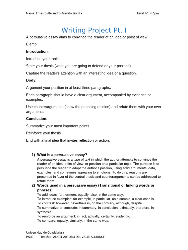 Writing Project Pt | PDF | Essays | Argument