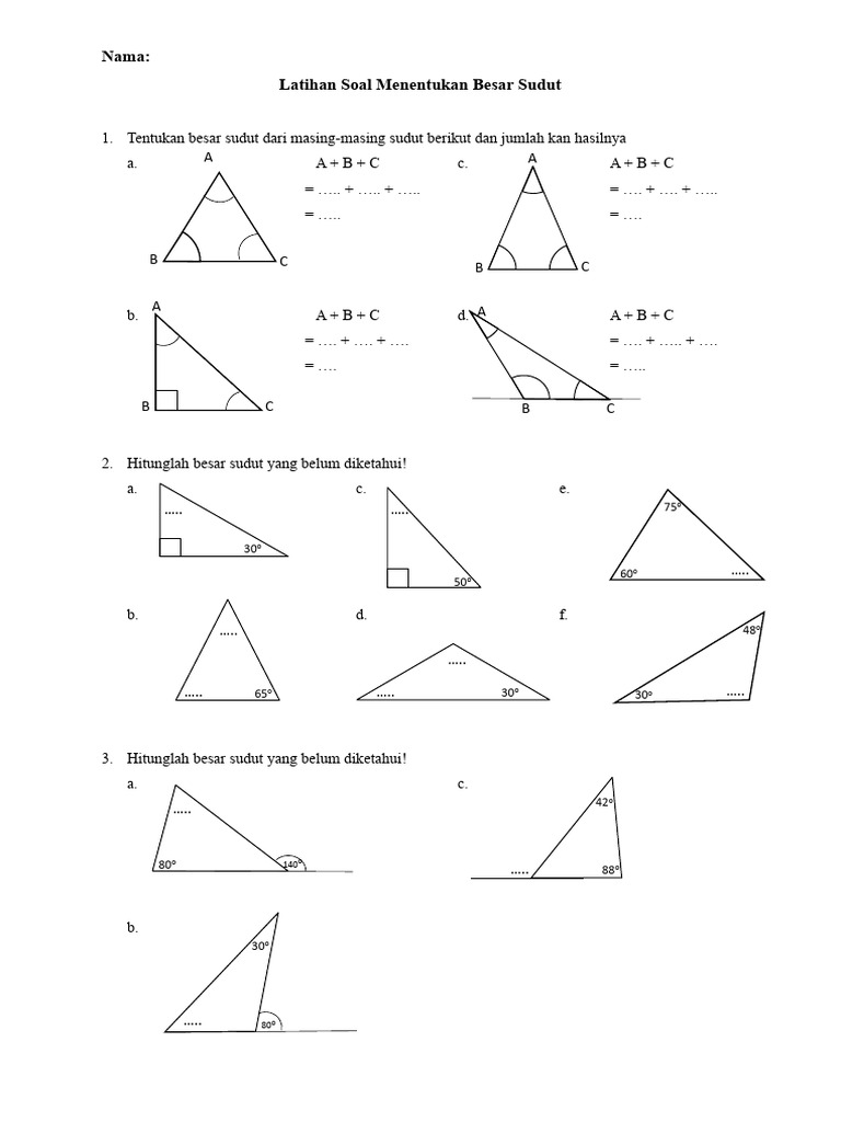 Latihan Menentukan Besar Sudut Segitiga | PDF