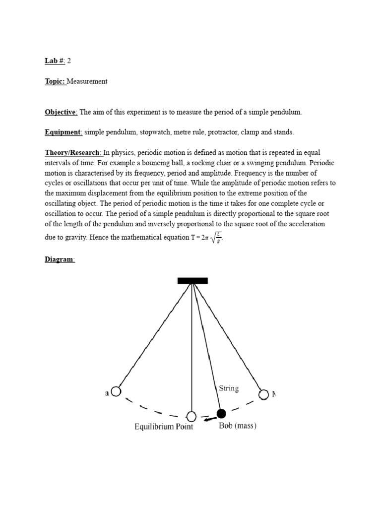 Measuring Pendulum Period Experiment | PDF | Pendulum | Oscillation