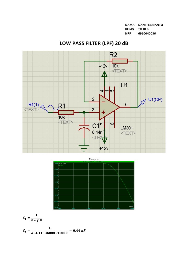 LPF and HPF Response Analysis by Dani Febrianto | PDF | Foreign ...