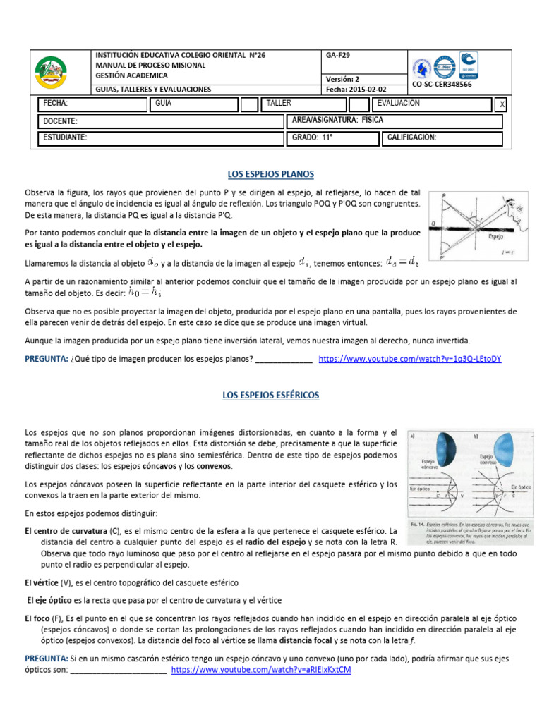 Espejos Planos | PDF | Espejo | Óptica