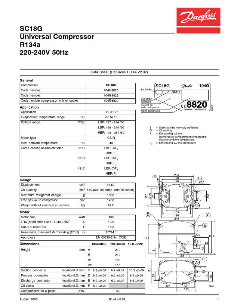 Compresor Refrigerente Danfoss SC18G | PDF | Electrical Engineering ...
