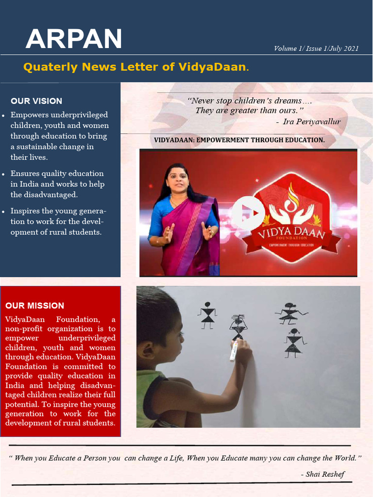 Arpan Annual Newsletter 2021 | PDF | Empowerment | Teachers