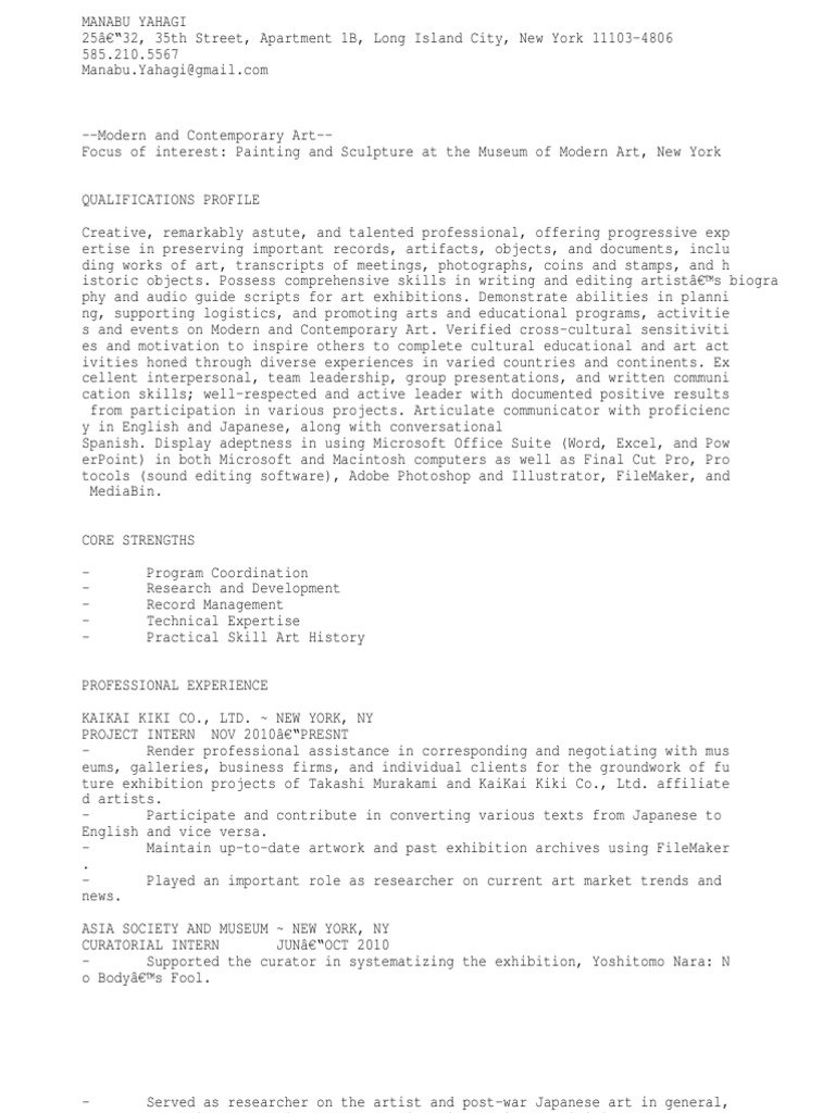 Assistant Curator/Curator/Assistant Researcher/Researcher-Art in | PDF ...