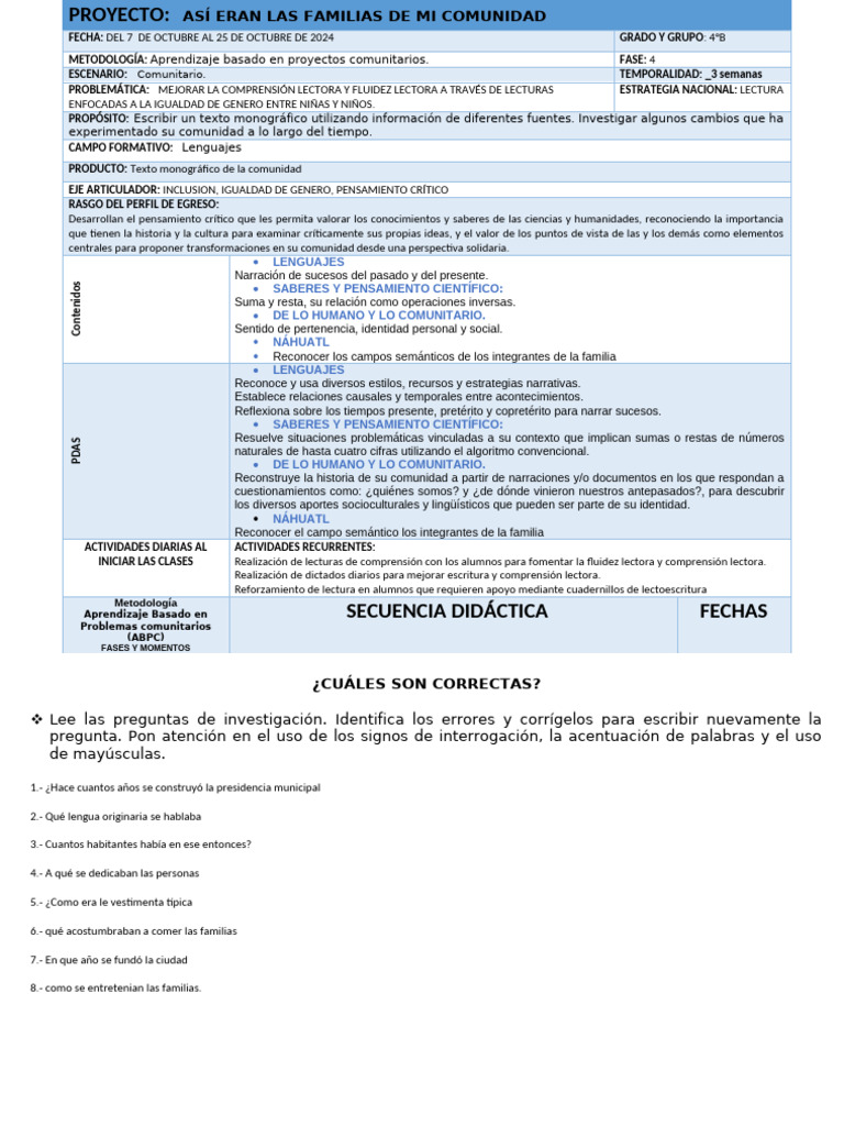 Asi Eran As Familias de Mi Comunidad | PDF | Pensamiento | Comprensión ...