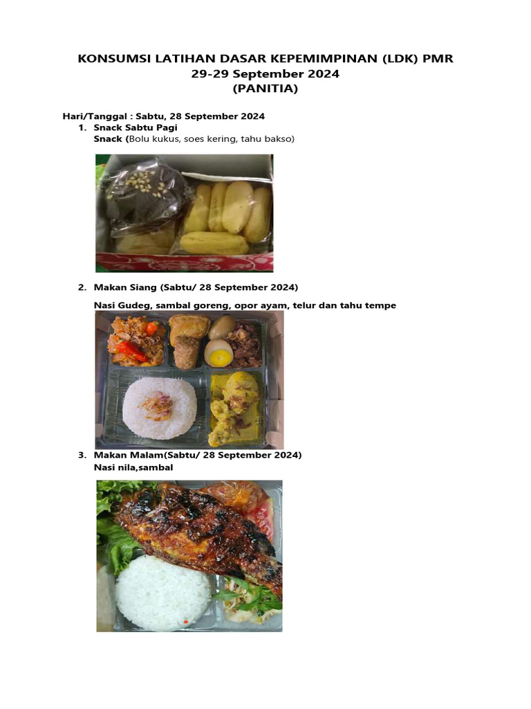 Konsumsi Panitia LDK | PDF | Memasak, Makanan, & Anggur