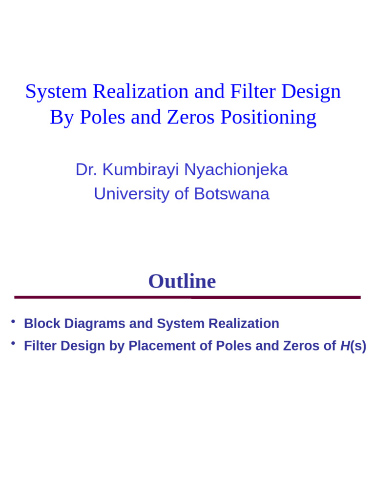 Lecture 4. System Realization Filter Design | PDF | Filter (Signal ...