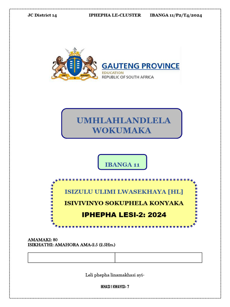 Grade 11 Final Exam Paper 2 Memo 2024 | PDF