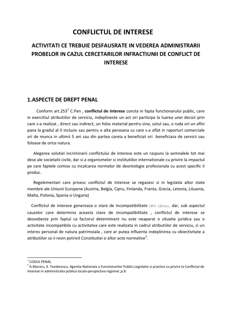 Conflictul de Interese | PDF