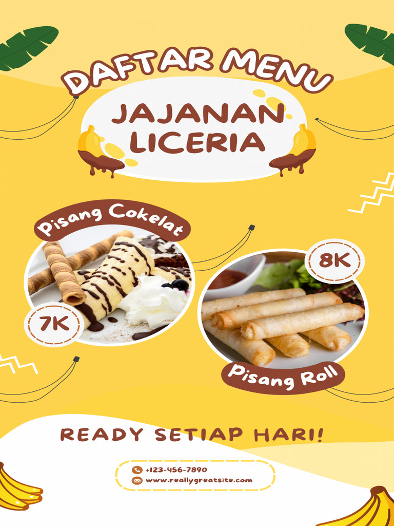 Kuning Dan Cokelat Illustratif Modern Promo Menu Jajanan Pisang Cerita Inst - 20241025 - 092304 ...