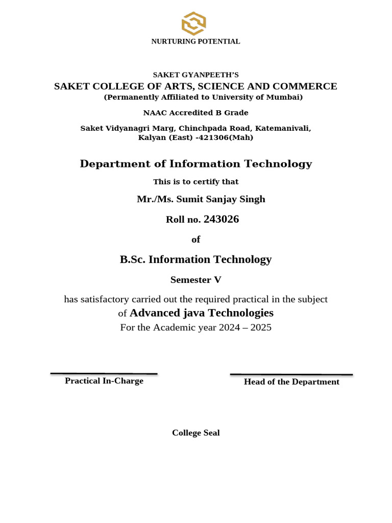 Sumit Java Certificate | PDF