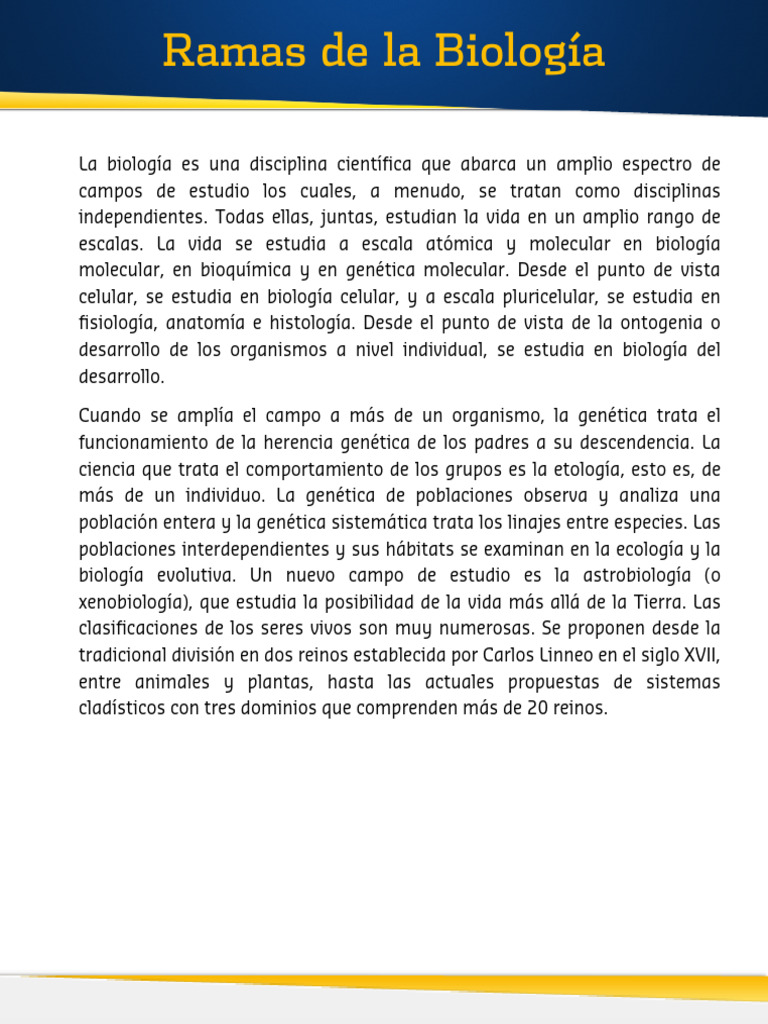 Ramas Biologia | PDF | Biología | Ciencias de la vida
