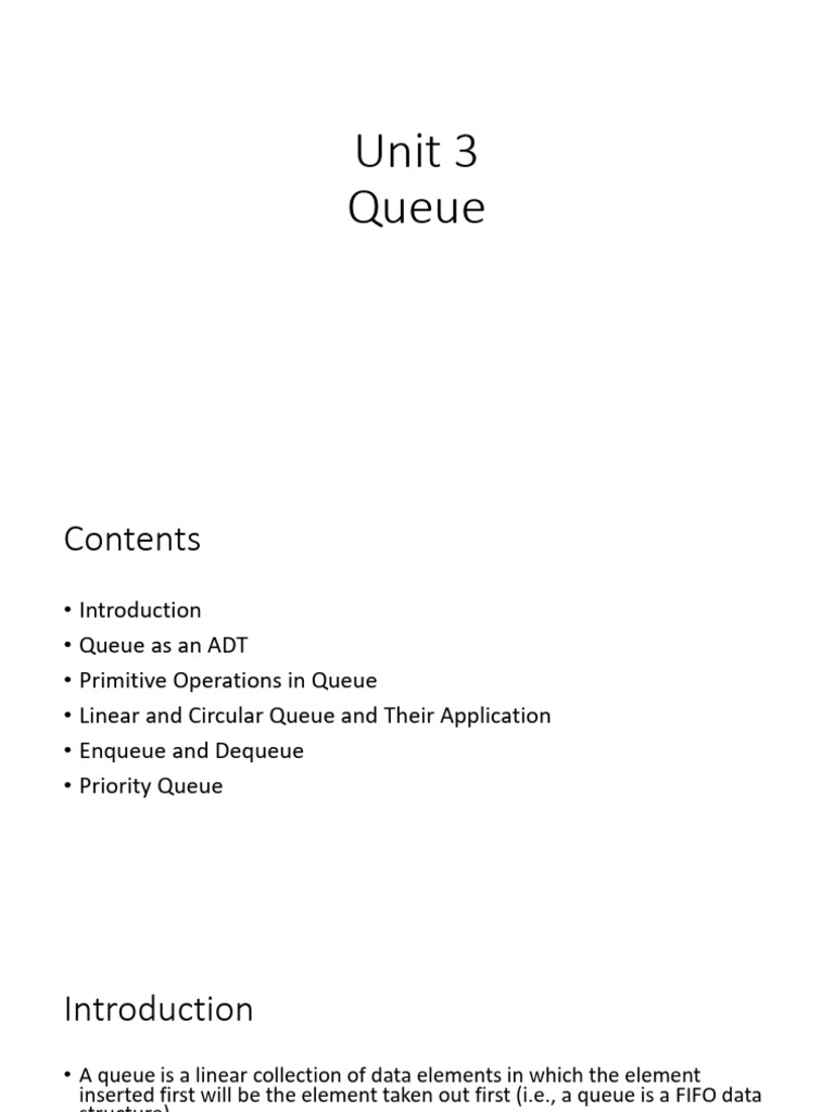 CACS201 Unit 3 - Queue | PDF | Queue (Abstract Data Type) | Computer ... CACS201 Unit 3 - Queue | PDF | Queue (Abstract Data Type) | Computer ...