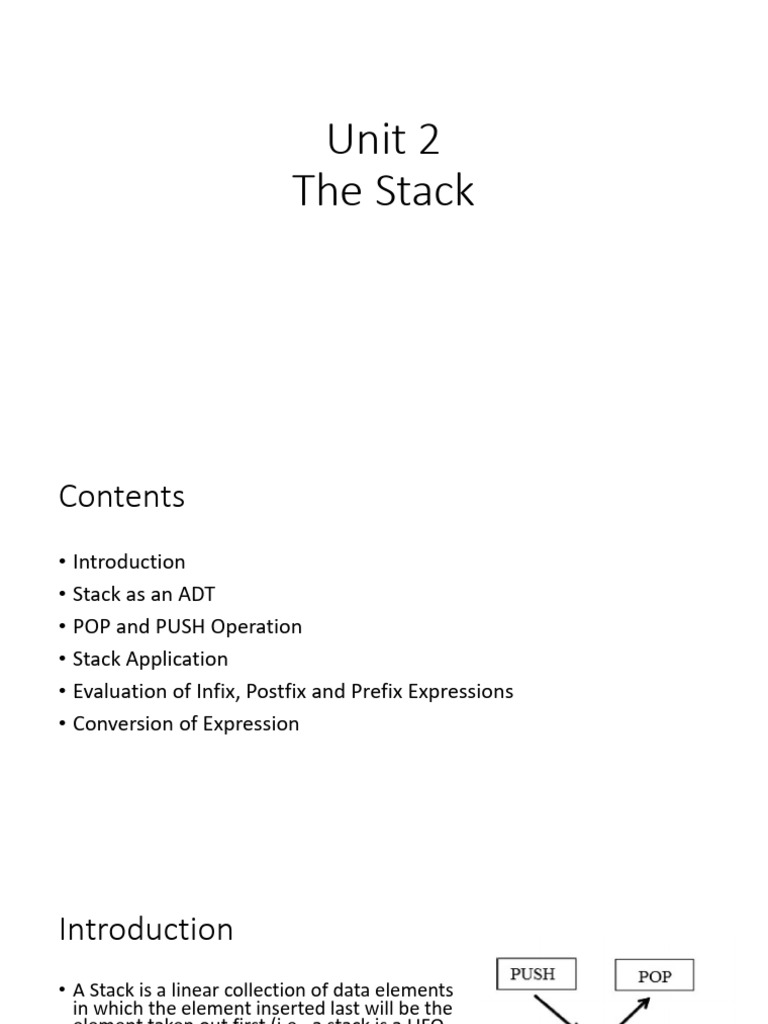 CACS201 Unit 2 - The Stack | PDF | Parsing | Computer Science