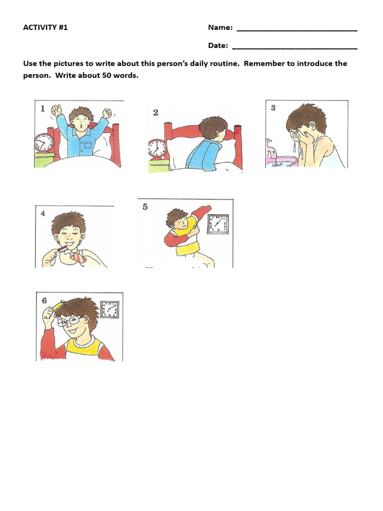 Daily Routine Writing Activity | PDF