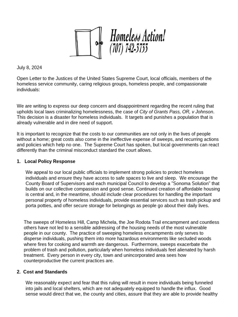 FINAL Response From Homeless Action! Open Letter | PDF | Homelessness