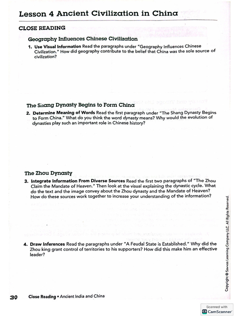 Ancient Civilizations in China Reading | PDF | History