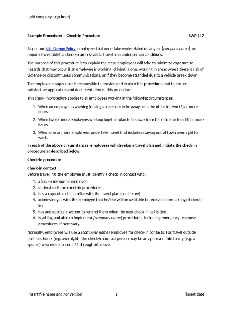 Check-In-Procedure-Jan-21-16 | PDF | Emergency