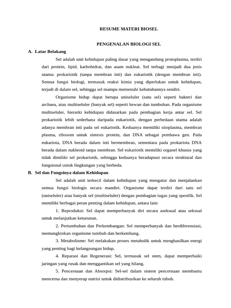 Resume Materi Biosel | PDF