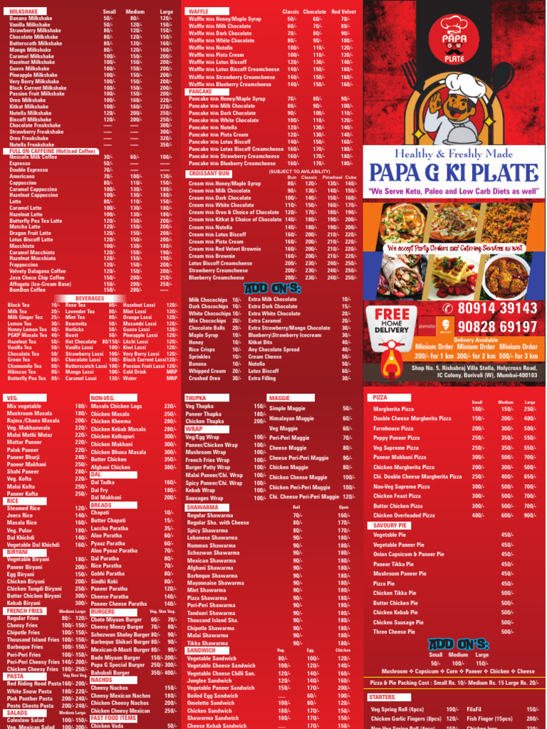 Papa G Ki Plate 24-7-2024 | PDF | Milkshake | Pancake