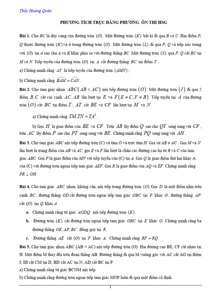 Bai Tap Phuong Tich-Truc Dang Phuong Qua Các K Thi-P1 | PDF