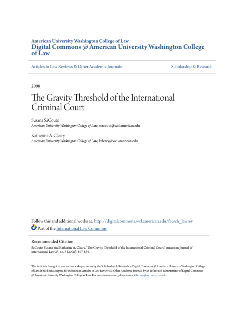 The Gravity Threshold of The International Criminal Court by American ...