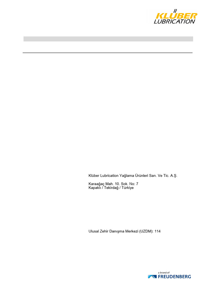 SDS Klueberoil 4 UH1-460 N 029043 TR EN-20240920 | PDF | Dangerous Goods | Waste