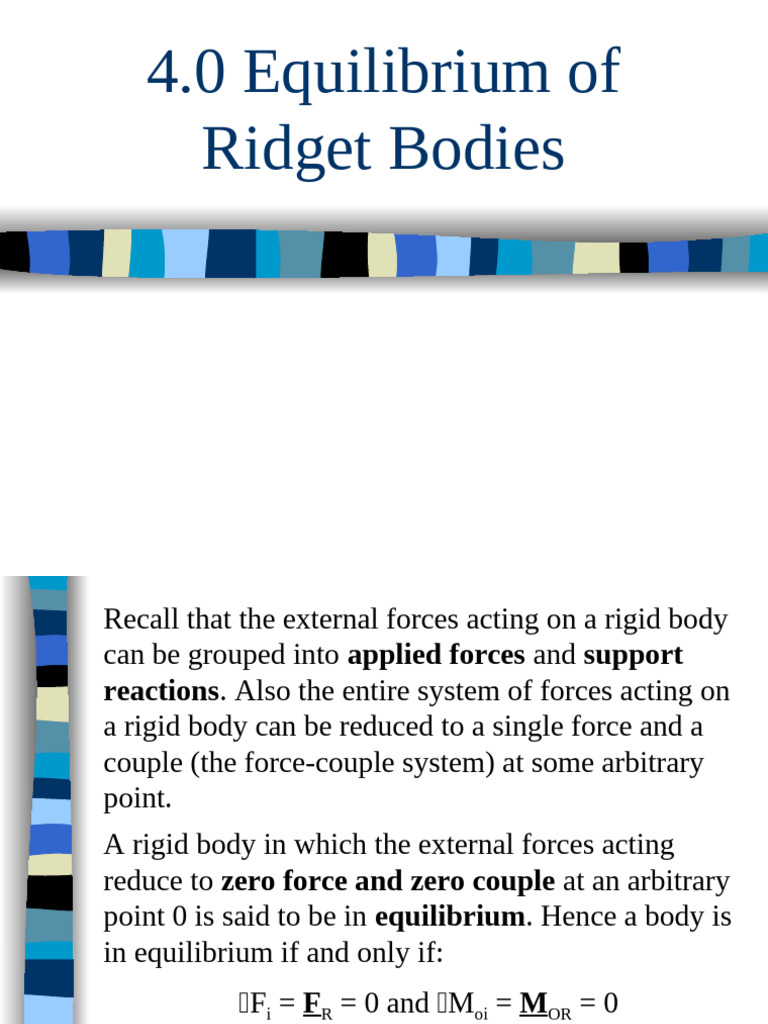 Equilibrium of Rigid Bodies | PDF | Force | Rotation