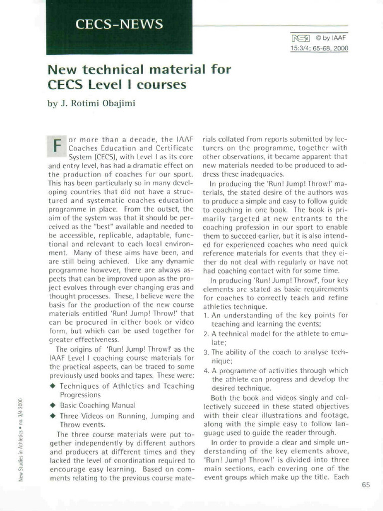 New Technical Material For Cecs Level I Cours | PDF | Track And Field | Sport Of Athletics