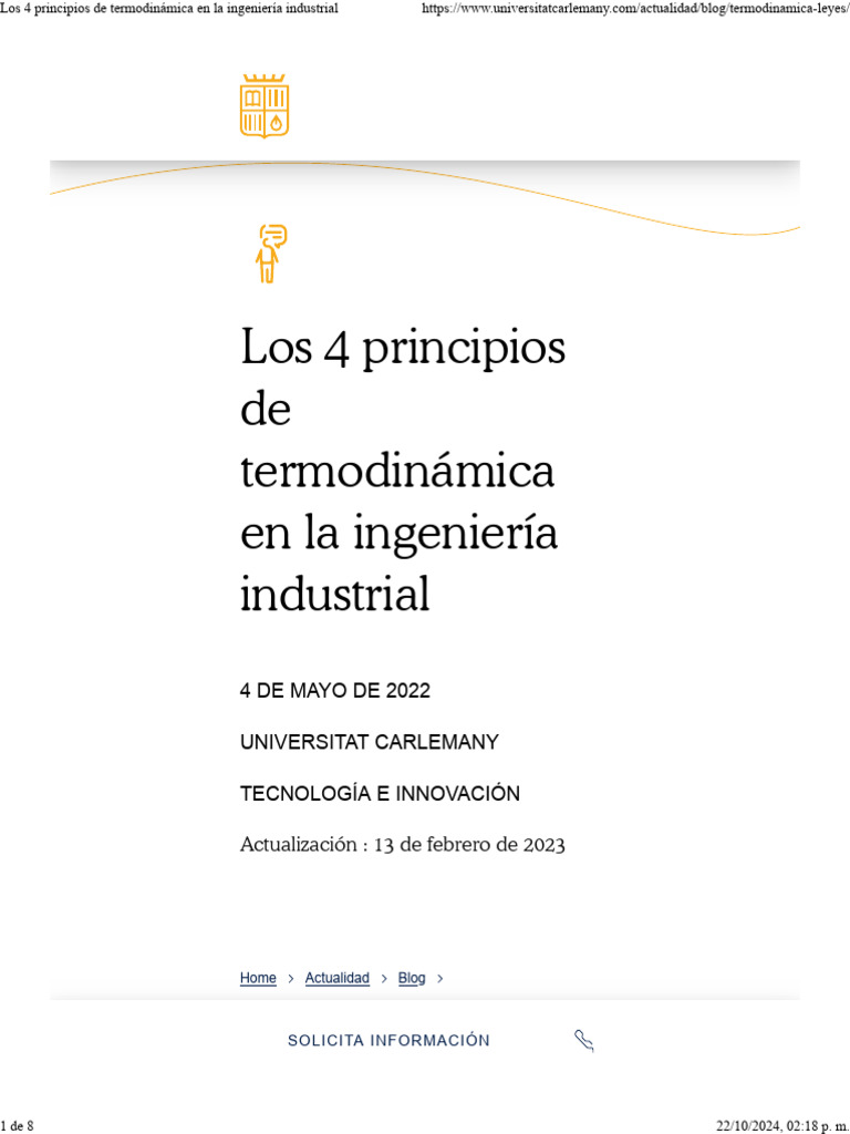 Los 4 Principios de Termodinámica en La Ingeniería Industrial | PDF | Termodinámica | Leyes de ...