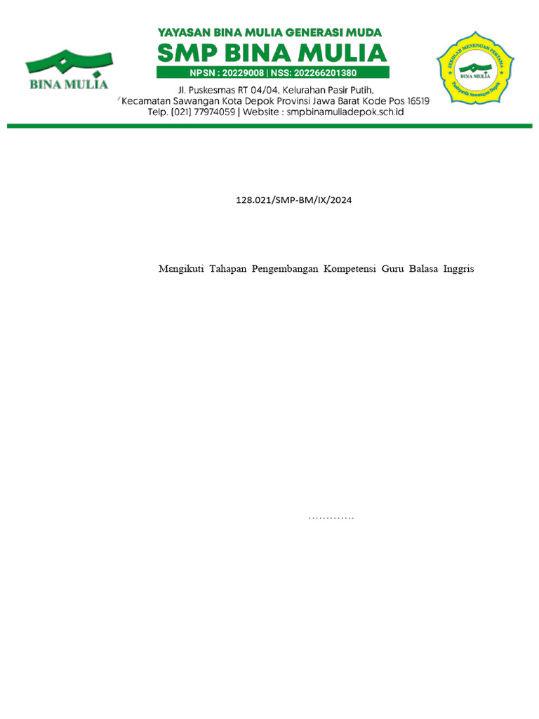 Format Surat Tugas Pkgbi.1 | PDF | Karier & Perkembangan