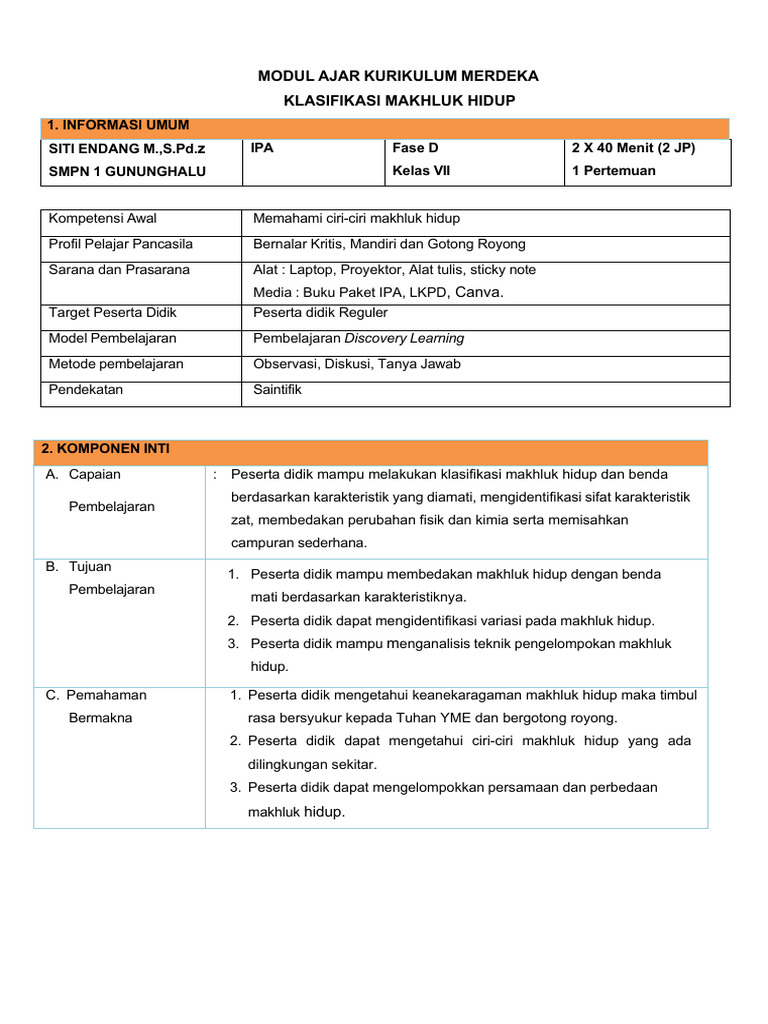 Modul Ajar - Siti Endang Maesaroh - 2400103922097440 | PDF | Karier ...