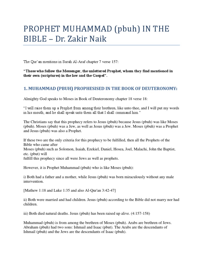 Muhammad's Prophecies in the Bible | PDF | Abrahamic Religions ...
