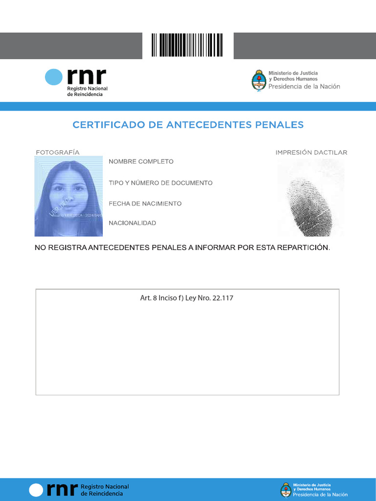 Certificado de Antecedentes | PDF