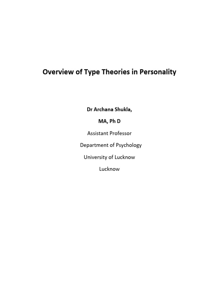 Type Theories in Personality Overview | PDF | Temperament | Scientific ...