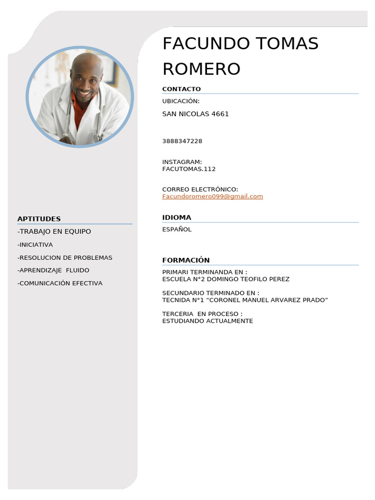 Perfil Profesional de Facundo Romero | PDF