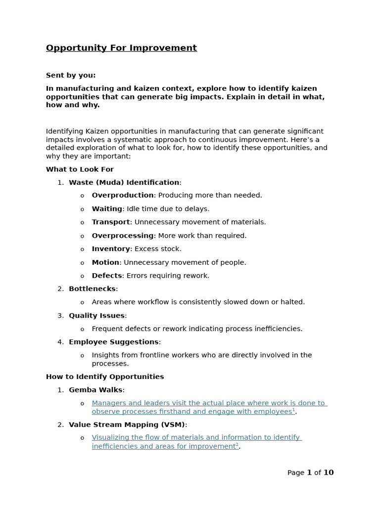 Opportunity For Improvement (OFI) | PDF | Inventory | Human Factors And ...