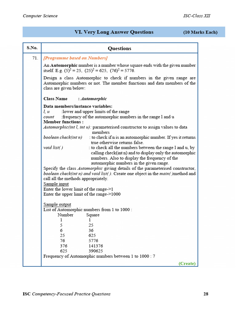 CFQ ISC Computer Science XII 31 32 | PDF | Method (Computer Programming) | Constructor (Object ...