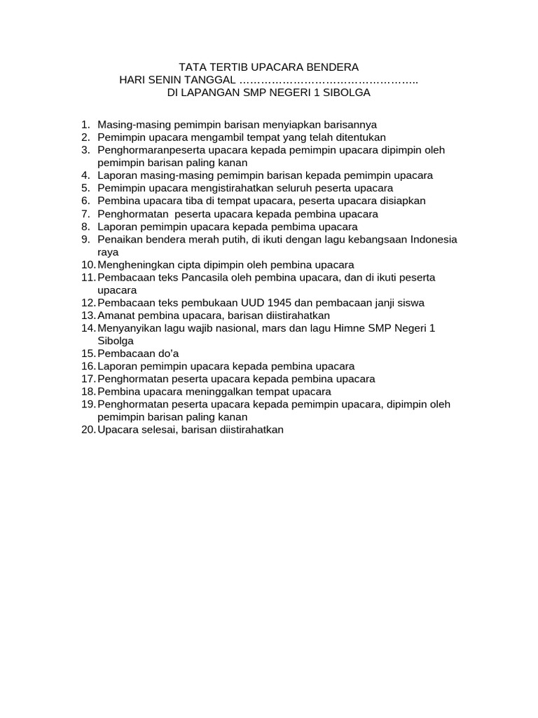 Tata Tertib Upacara Bendera | PDF