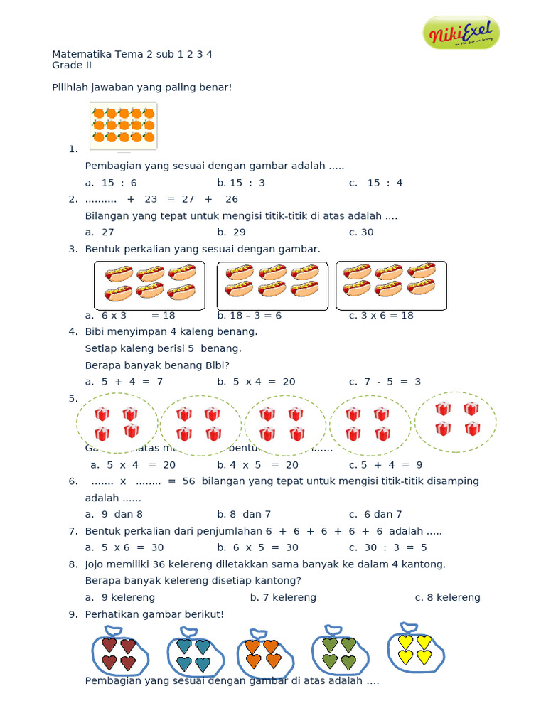 Matematika Tema 2 Sub 1 2 3 4 | PDF