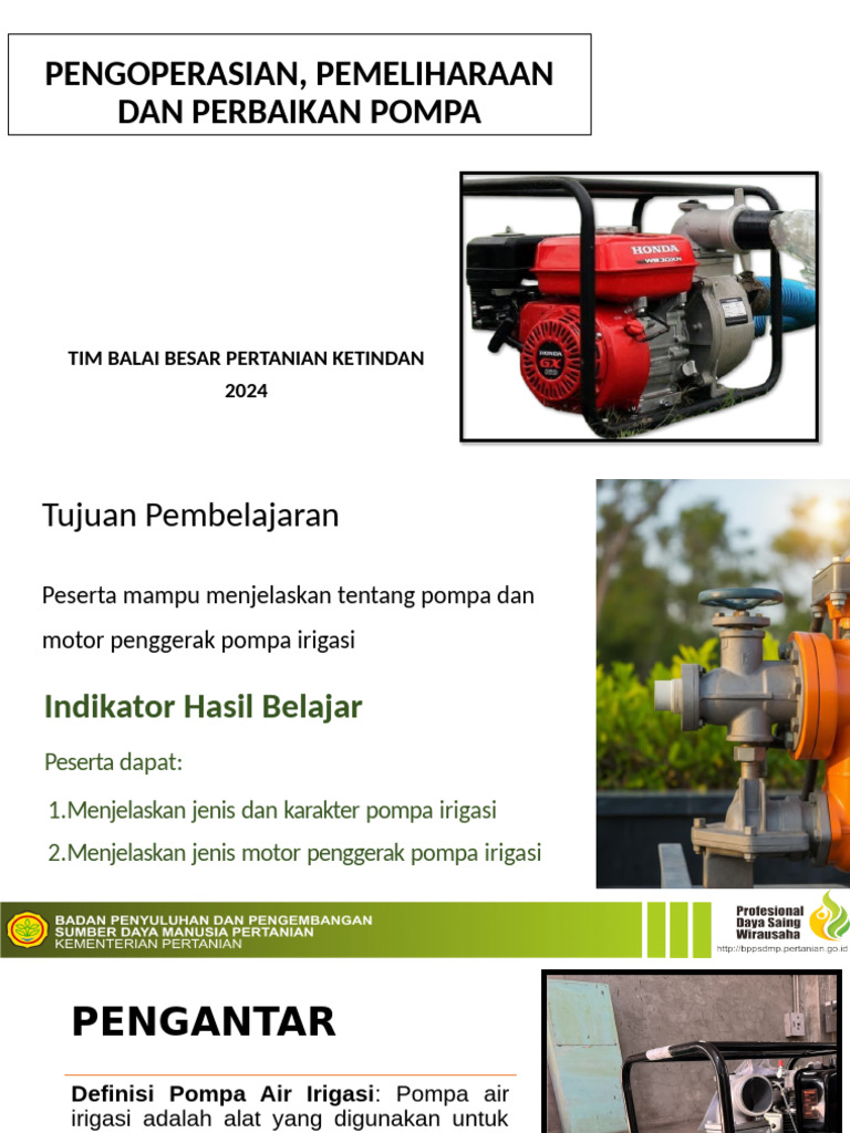 Pengoperasian, Pemeliharaan & Perbaikan Pompa | PDF