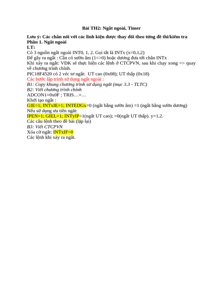 TH2 Ngat Timer | PDF