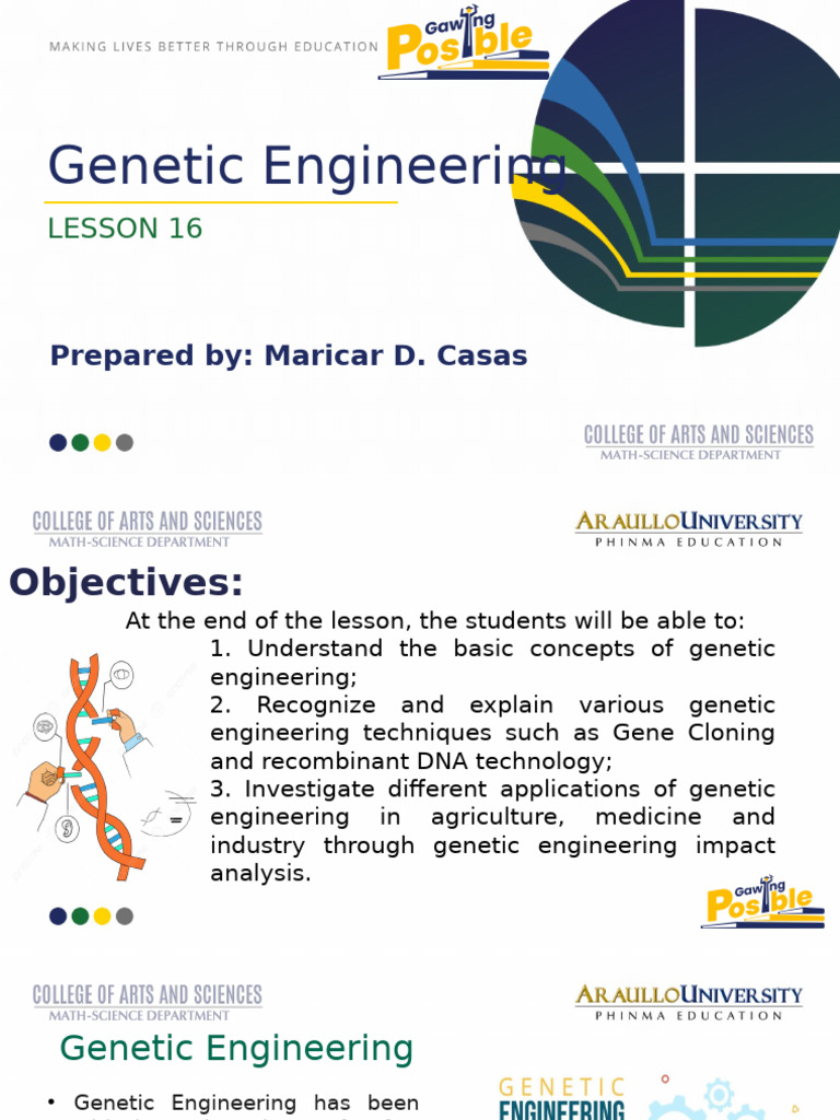 LESSON 16 Genetic Engineering | PDF | Genetic Engineering | Genetics